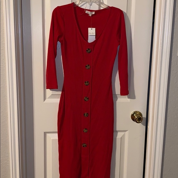 Ultra Flirt | Dresses | Nwt Red 34 Sleeve Bodycon Dress | Poshmark